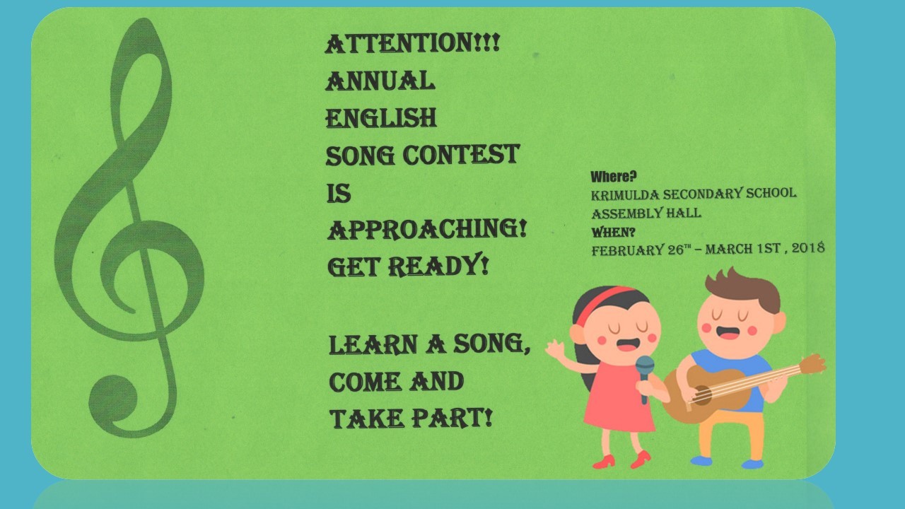 Attention! Annual english song contest is aproaching! Learn a song ...